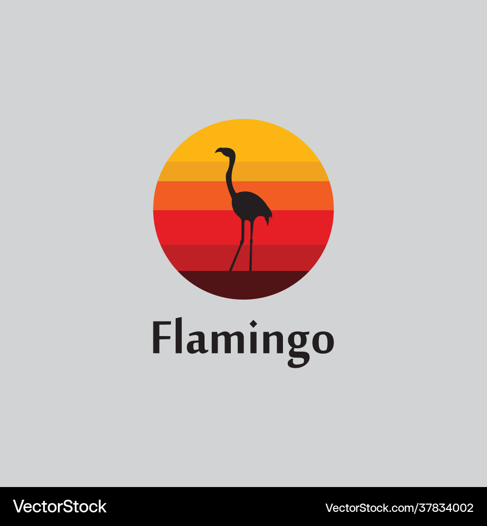 Flamingo silhouette scene at sunset logo design Vector Image
