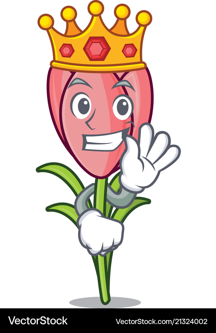 King crocus flower mascot cartoon Royalty Free Vector Image