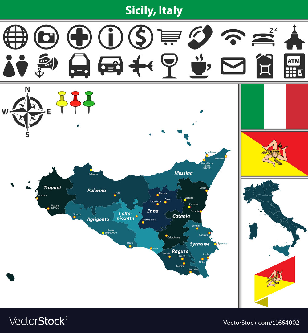 Map sicily Royalty Free Vector Image - VectorStock
