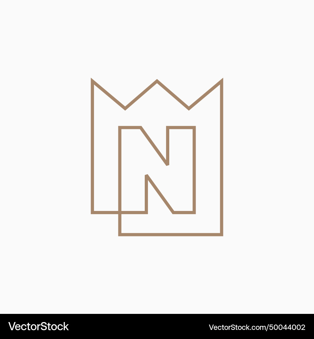 N letter king crown logo icon Royalty Free Vector Image