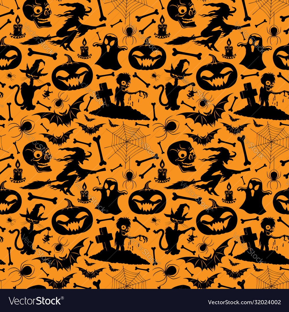 Seamless pattern with black halloween elements Vector Image