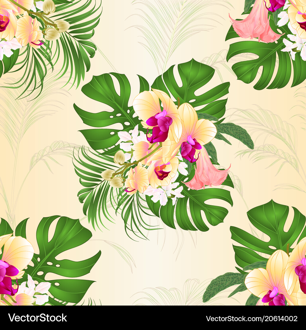 Seamless texture bouquet with tropical flowers Vector Image