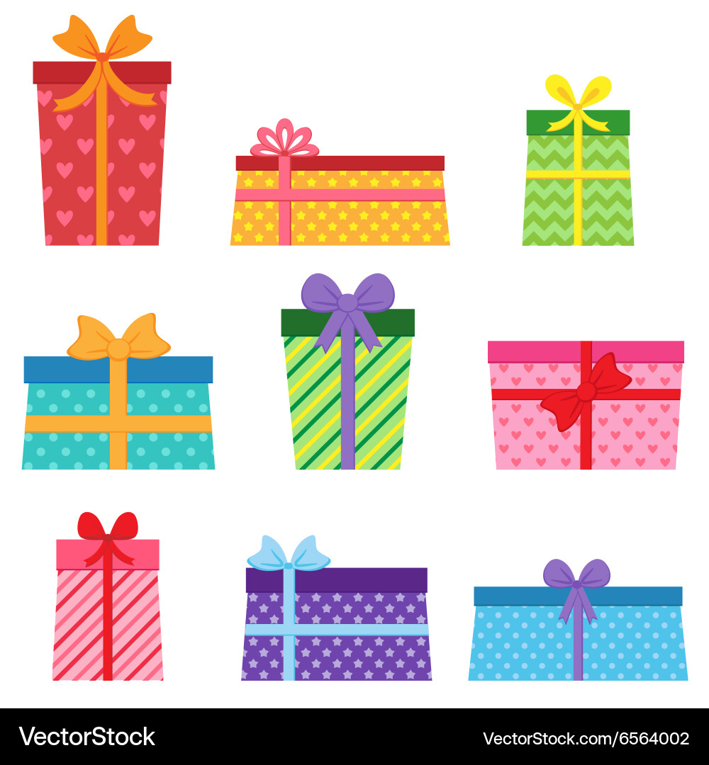 Set of colorful present boxes Royalty Free Vector Image