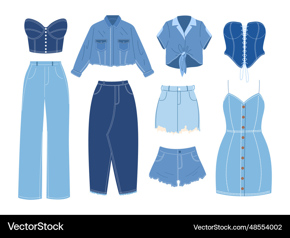 Set of denim clothing Royalty Free Vector Image