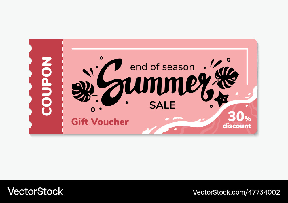 Summer end voucher coupon with lettering logotype Vector Image