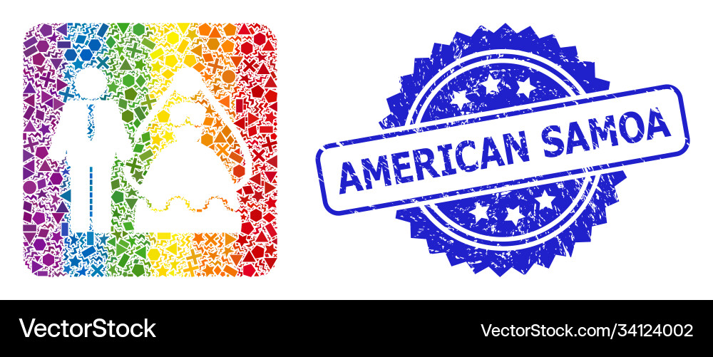Textured american samoa stamp seal and spectrum Vector Image