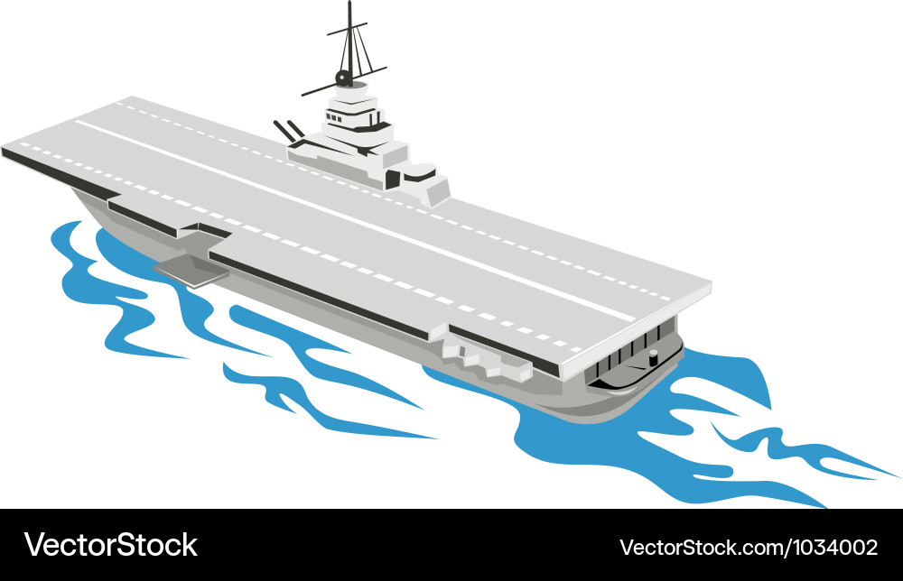 World war two aircraft carrier retro Royalty Free Vector