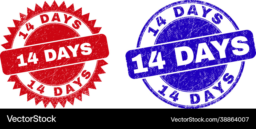 14 days round and rosette seals with unclean Vector Image