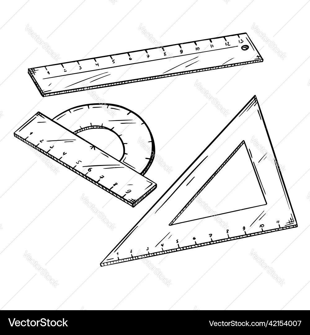 A set of school lines ruler corner and protractor Vector Image