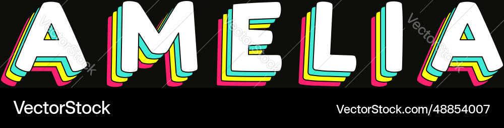Amelia - retro rainbow typography faded style Vector Image