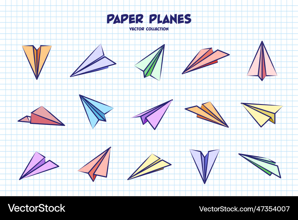 Hand drawn planes on checkered paper sheet school Vector Image