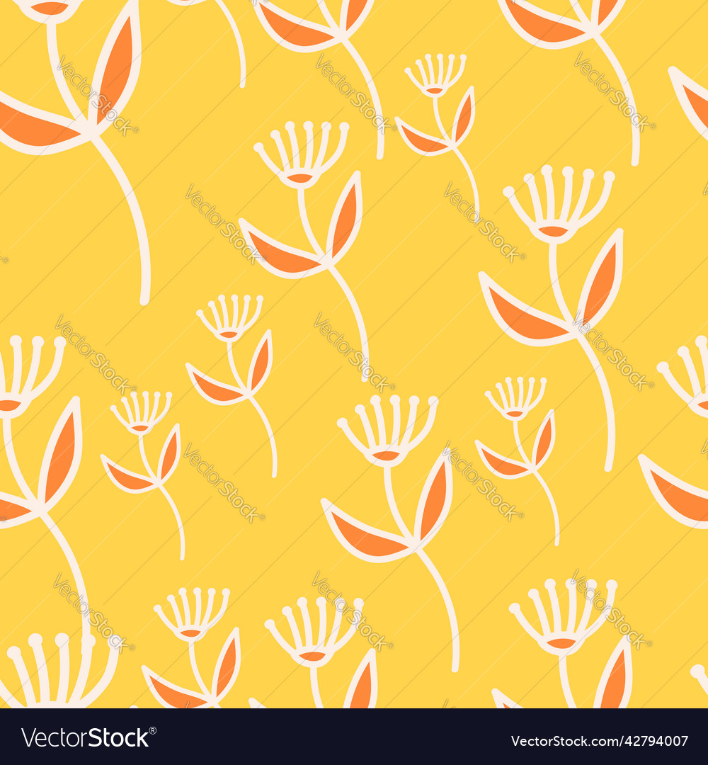 Hand drawn simple cute flower seamless pattern Vector Image