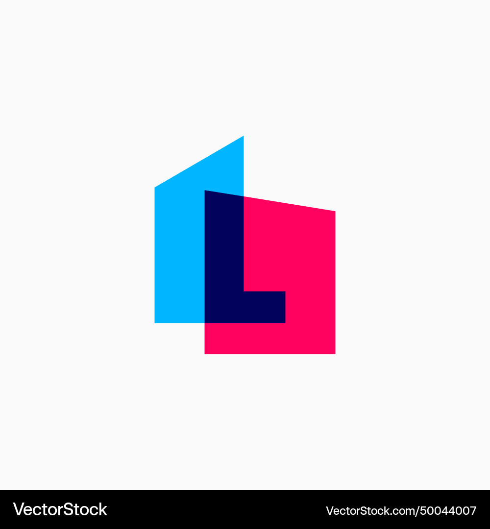 L letter house overlapping color monogram home Vector Image