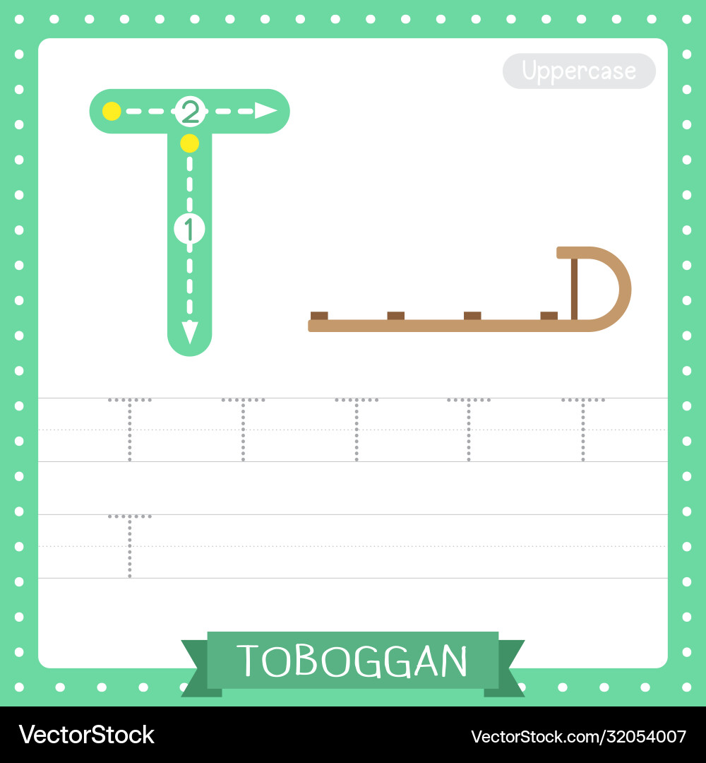 Letter t uppercase tracing practice worksheet of Vector Image