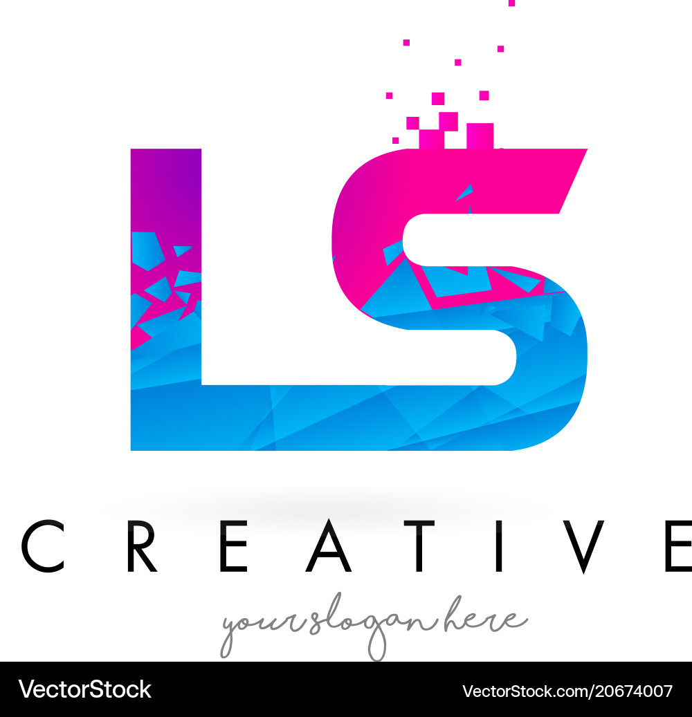 Ls l s letter logo with shattered broken blue Vector Image
