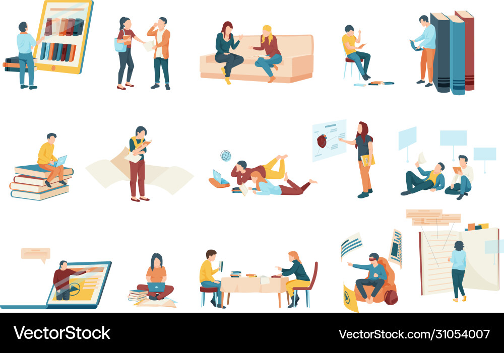 Modern student icons set Royalty Free Vector Image