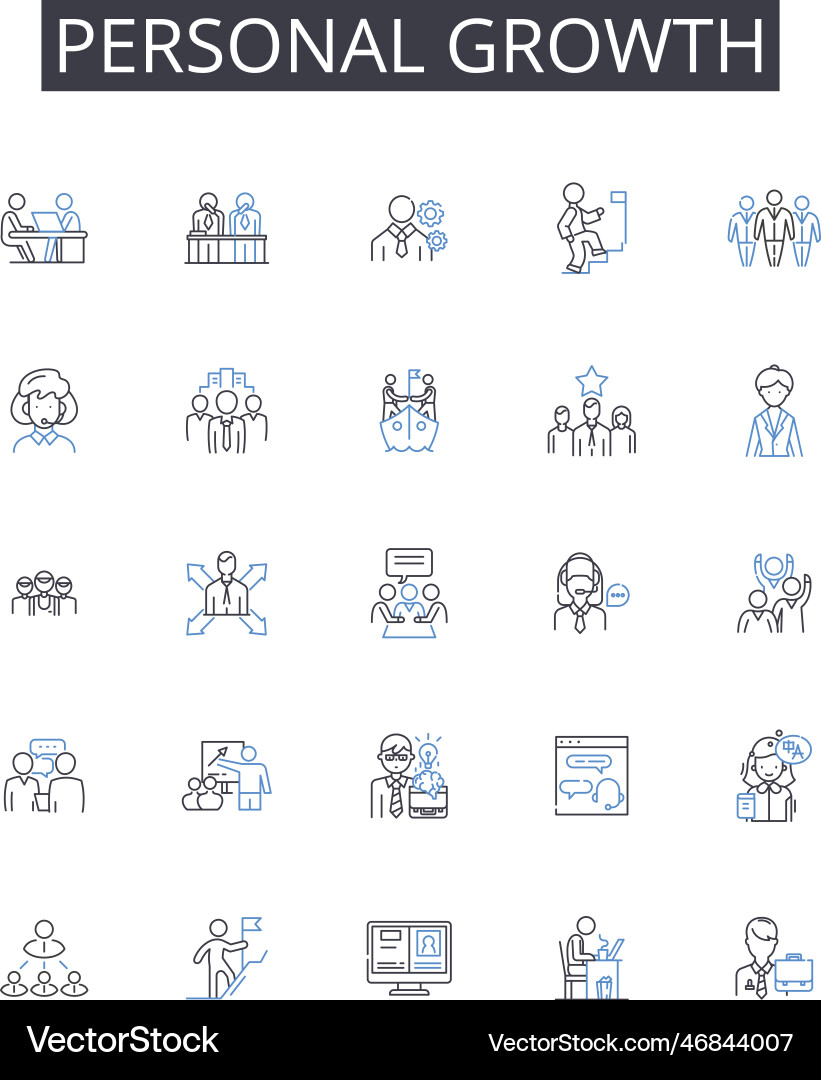 Personal growth line icons collection solar wind Vector Image