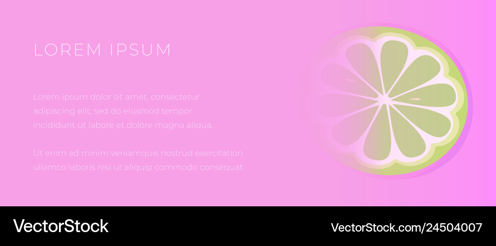 Pink template for web banner with a slice of lime Vector Image