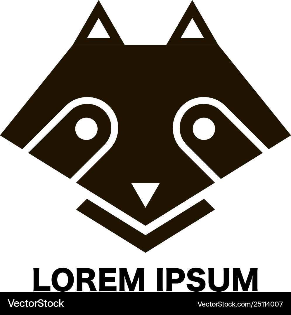 Raccoon icon in flat design black colored Vector Image