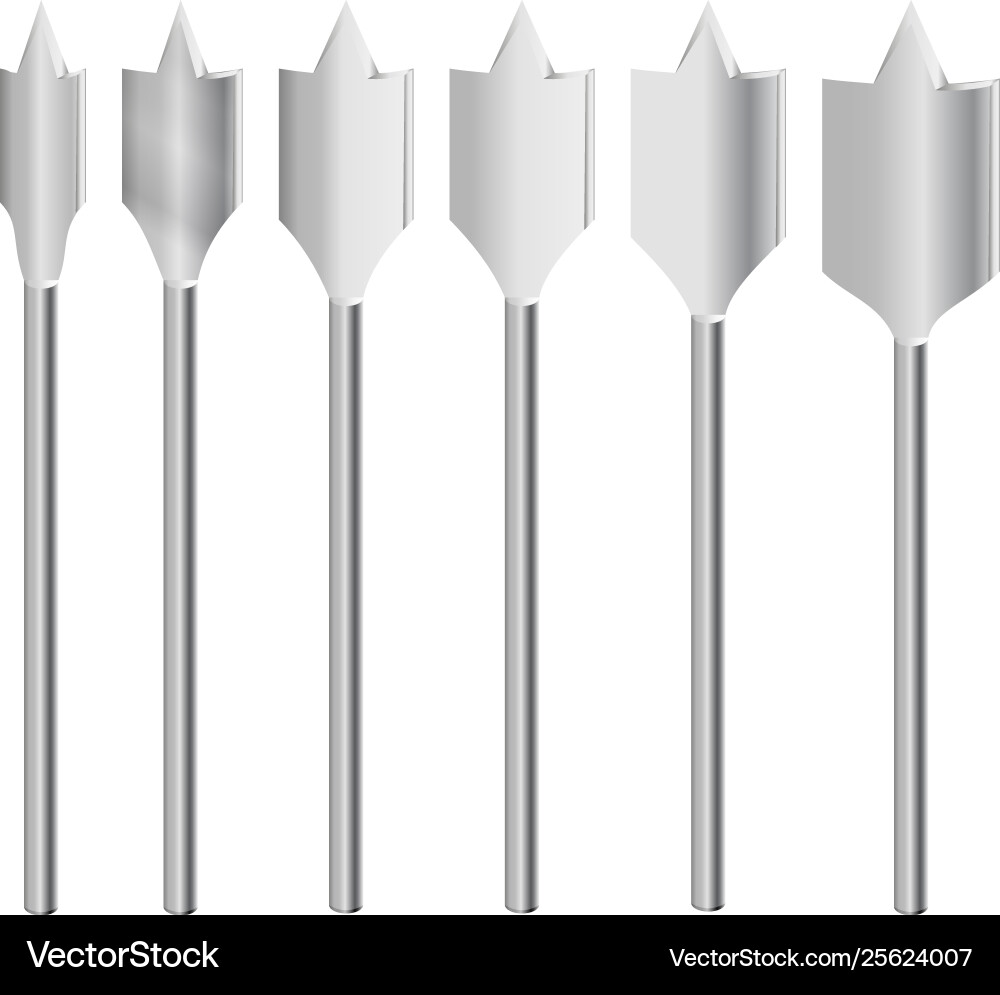 Realistic 3d detailed metallic drill for wood bits