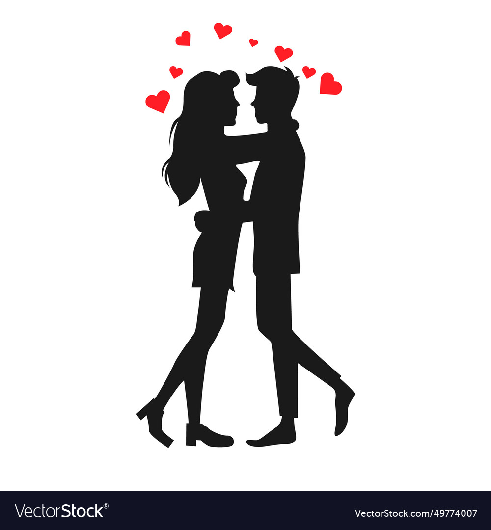 Romantic Love Couple Silhouettes Royalty Free Vector Image