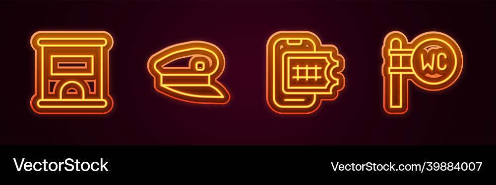Set line ticket office to buy tickets train Vector Image