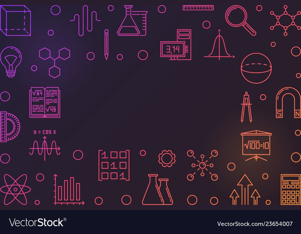 Stem education colorful frame with dark Royalty Free Vector