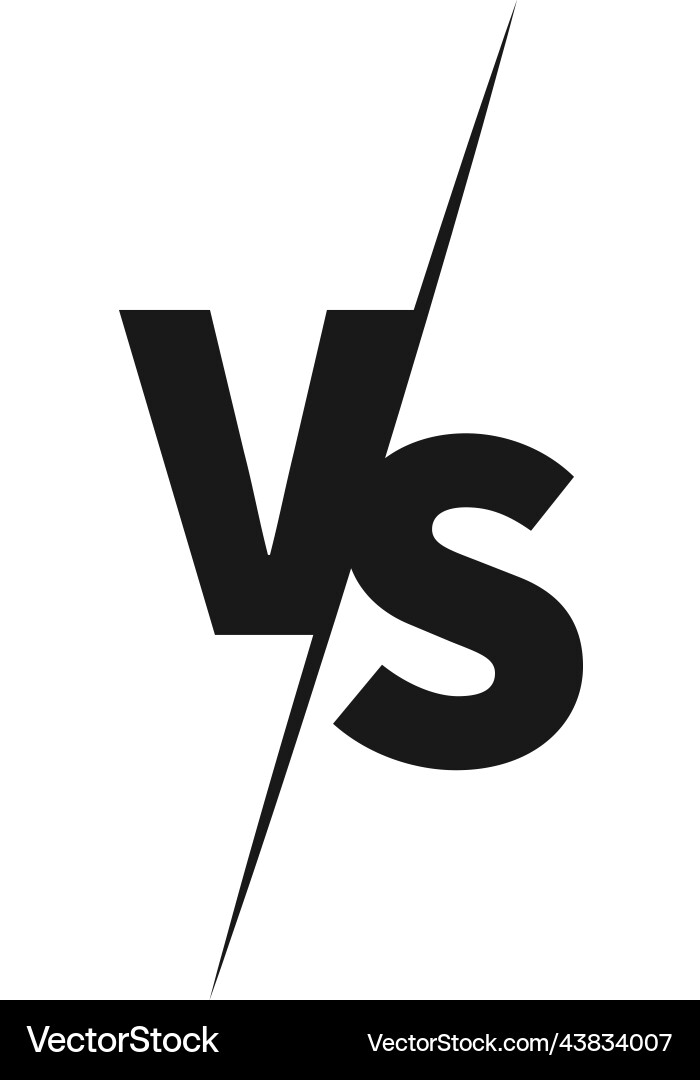 Vs logo black letters emblem battle versus Vector Image
