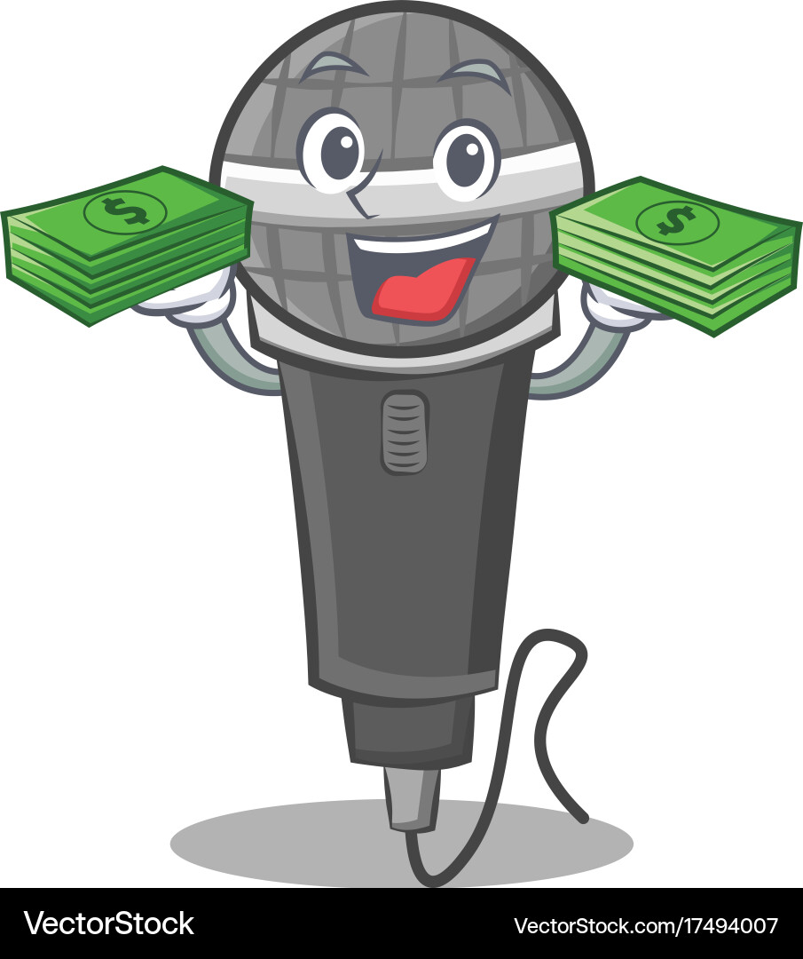 With money microphone cartoon character design Vector Image
