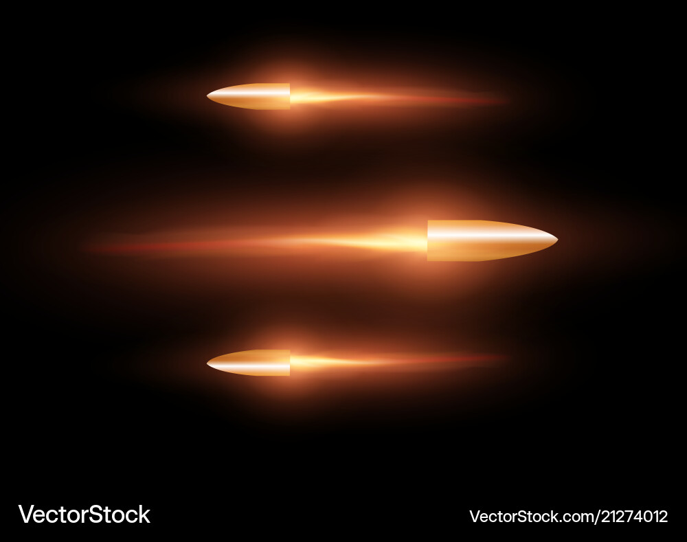 A flying bullet with fiery trace isolated Vector Image