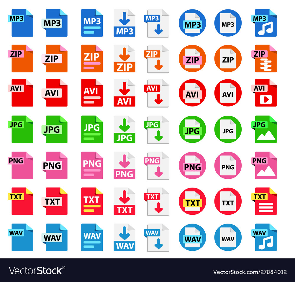 Big collection icons file format Royalty Free Vector Image