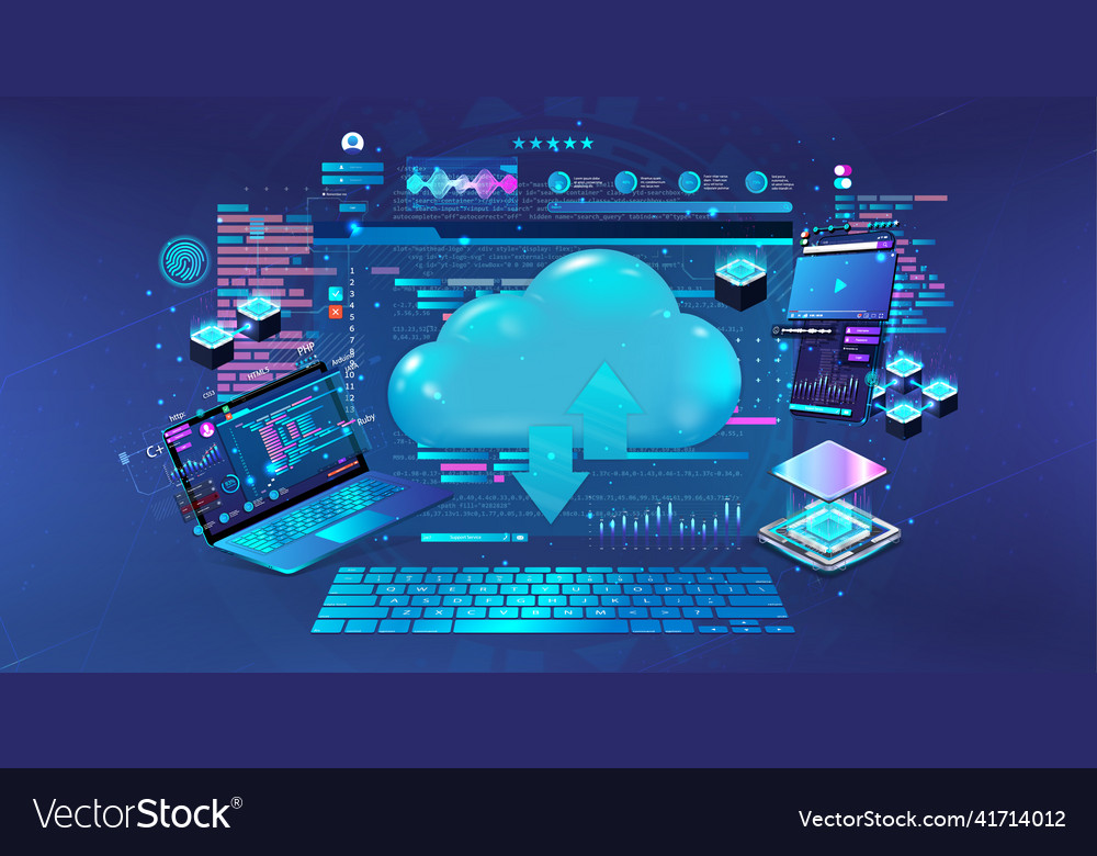 Concept cloud computing technologies Royalty Free Vector