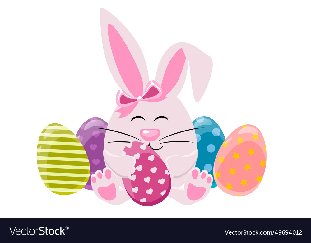 Easter rabbit with eggs Royalty Free Vector Image