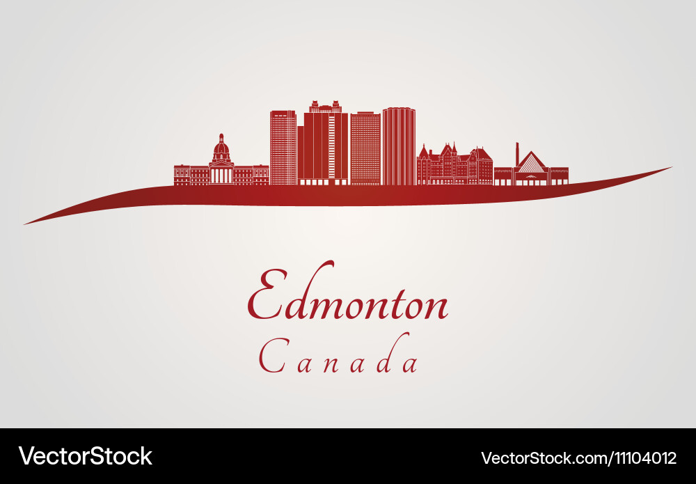 Edmonton v2 skyline in red Royalty Free Vector Image