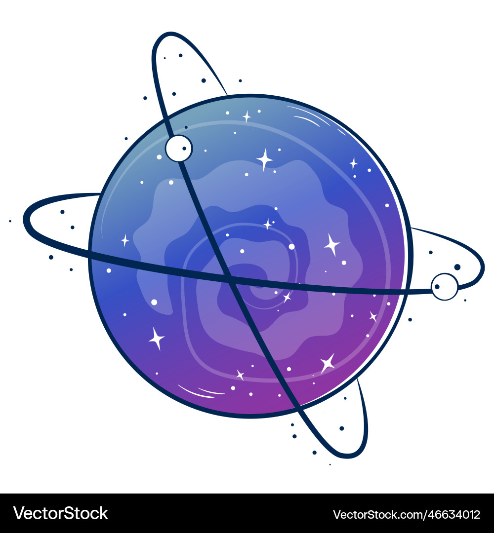 Fantasy alien planet moon and satellite magical Vector Image