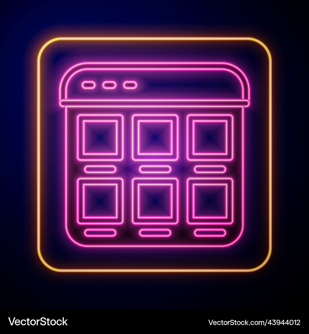 Glowing neon online shopping on screen icon Vector Image