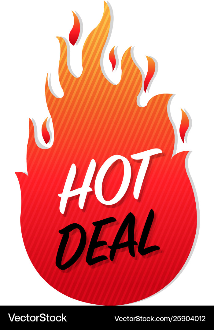 Hot deals label isolated white background Vector Image