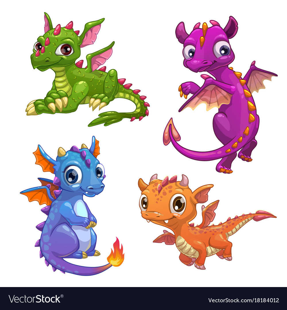 Little dragons set Royalty Free Vector Image - VectorStock