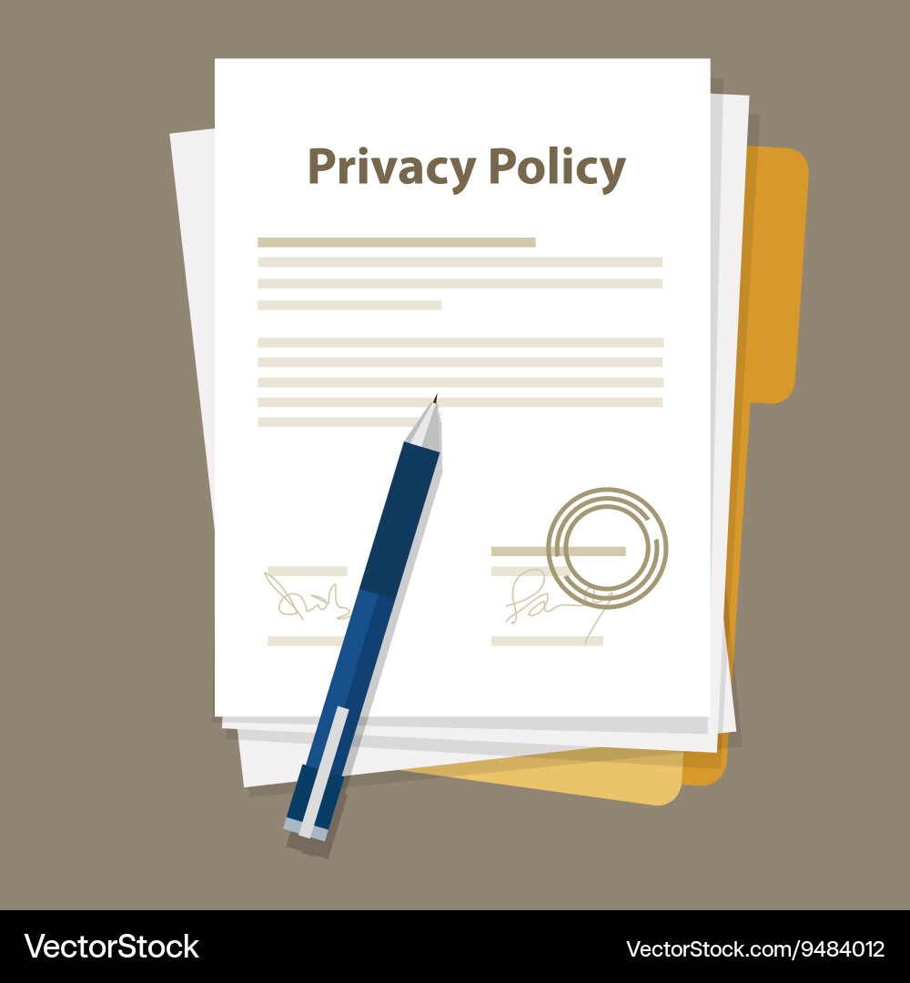 Privacy policy document paper legal agreement Vector Image