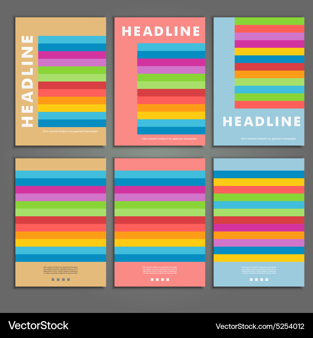 Set six book covers background of colored squares Vector Image