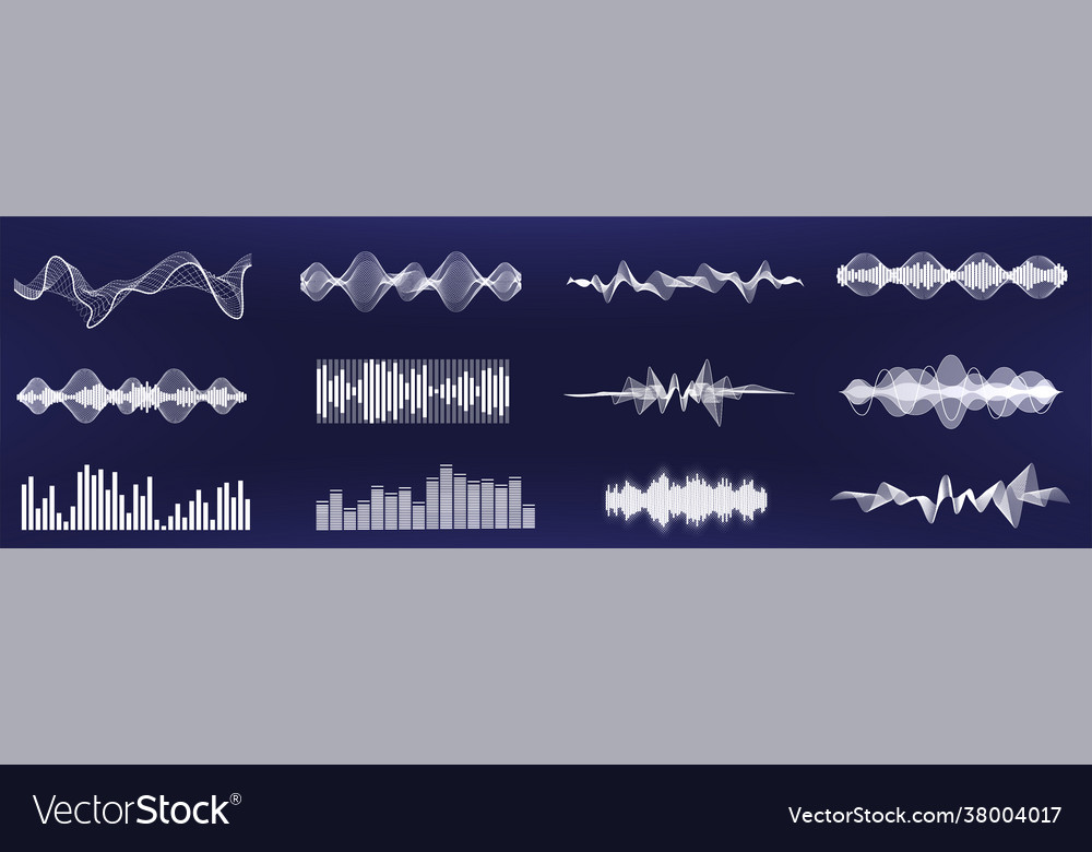A set custom sound waves frequency audio Vector Image