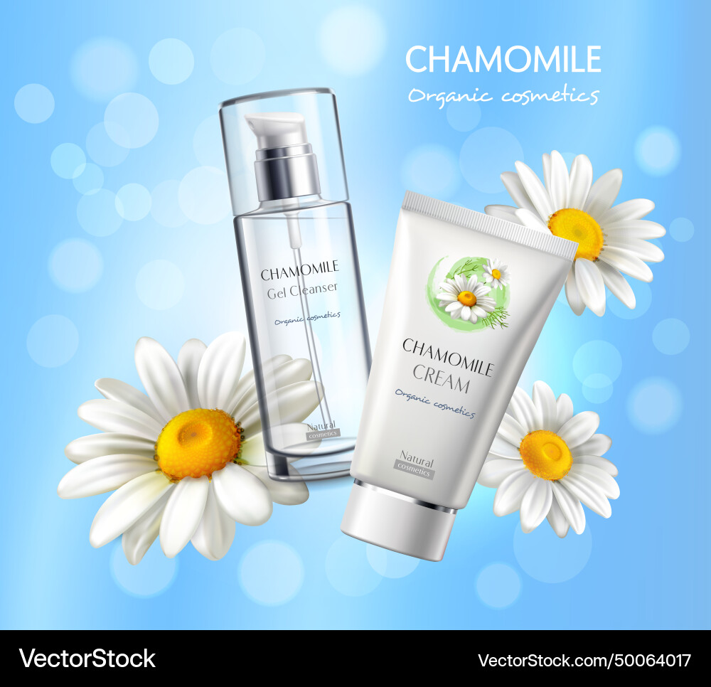 Cosmetics products realistic advertisement poster Vector Image