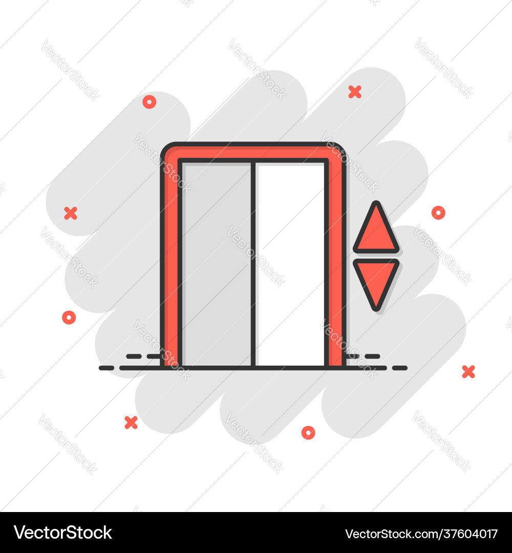 Elevator icon in comic style lift cartoon Vector Image