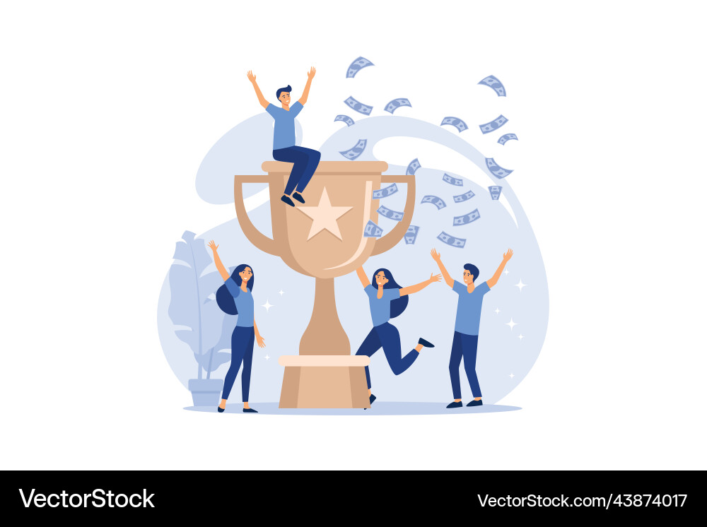 Gold cup trophy symbol icon in flat style team Vector Image