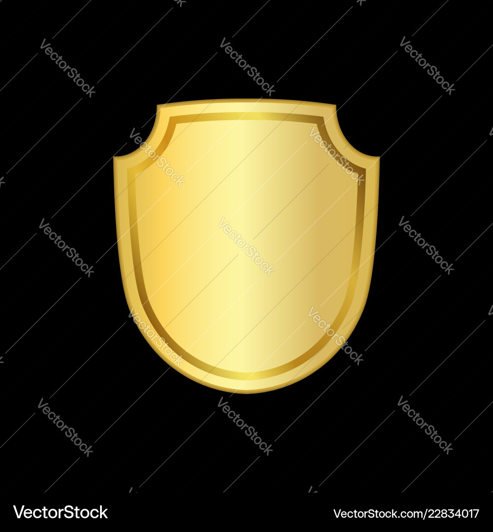 Gold shield shape icon 3d golden emblem sign Vector Image