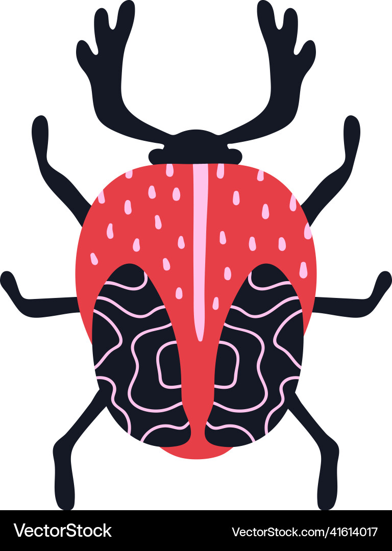 Horned beetle exotic bug print in trendy modern Vector Image