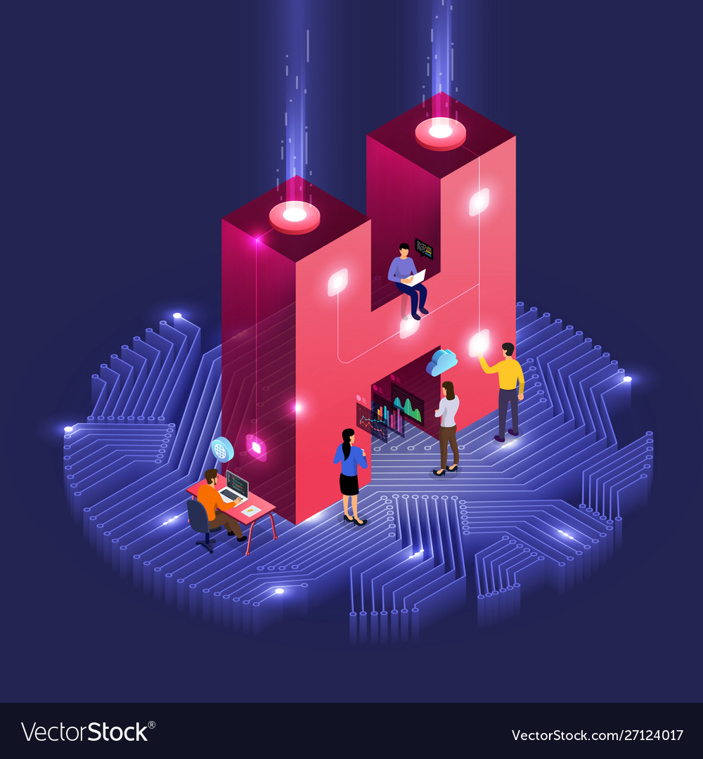 Isometric business teamwork Royalty Free Vector Image