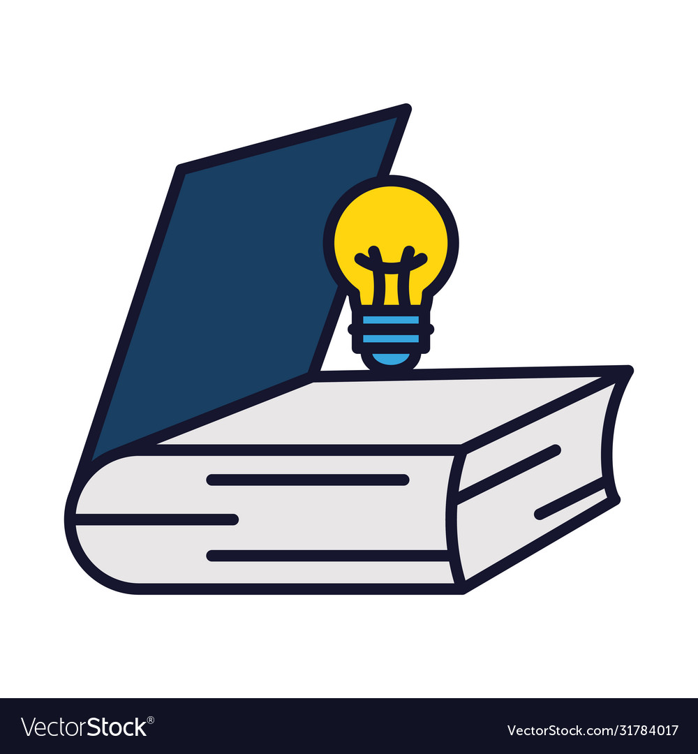 Online education concept open book with bulb icon Vector Image