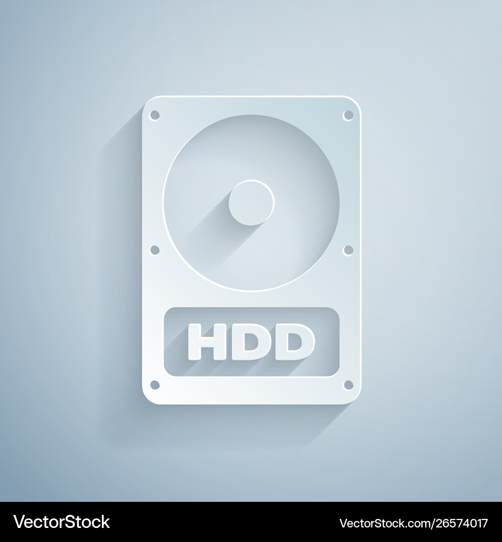 Paper cut hard disk drive hdd icon isolated Vector Image