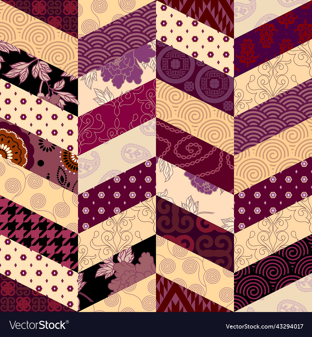Patchwork textile pattern seamless quilting Vector Image
